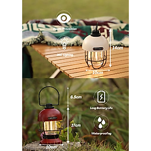 Crazy Power Camping Lantern Rechargeable LED Camping Light Premium Vintage Light 4500 mAh High Capacity Dimmable 3 Light Modes Waterproof for Camping Hiking Fishing Power Outages (CPG100 Apricot)