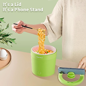Topwit Ramen Cooker, Mini Electric Pot 1L, 500W Electric Cooker for Noodles, Portable Pot for Pasta, Steak, Egg with Over-Heating Protection, Boil Dry Protection, Dorm Room Essentials, Green