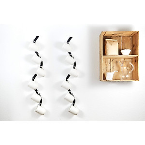 Coffee Mug Wall Rack - Metal Mug Racks for Wall - Unique "S" Curve Design - Wall Mug Rack - Coffee Cup Rack Wall Hanging Holder - Teacup and Mason Jar Hanger Display Holder