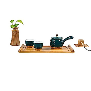 Arlai Serving Trays (10.63 x 5.12x0.39 inch/LxWxH) Tasteful Small Bamboo Gongfu Tea Table Serving Tray 27x13x1cm