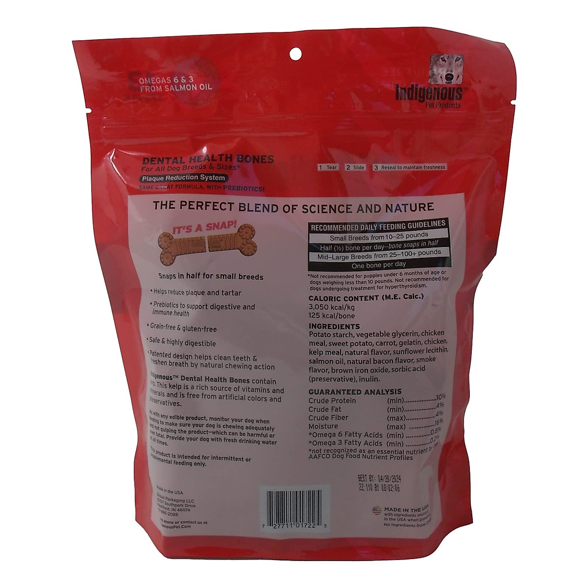 Indigenous Grain Free Dental Health Bones 2 Flavor Variety Bundle: (1) Smoked Bacon Flavor, and (1) Carrot & Pumpkin Flavor, 17 Oz. Ea.