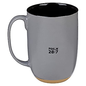 Christian Art Gifts Large Ceramic Coffee & Tea Scripture Mug for Men: Lord is My Strength - Ps. 28:7 Inspirational Bible Verse, Microwave/Dishwasher Safe Lead-Free Cup w/Clay Base, Gray/Black, 15 oz.