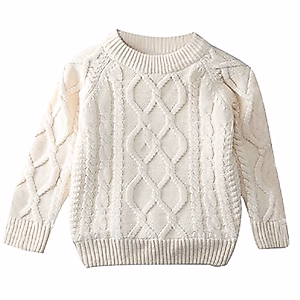 LOSORN ZPY Toddler Baby Boy Girl Cable Knit Pullover Sweater Warm Sweatshirt White 90