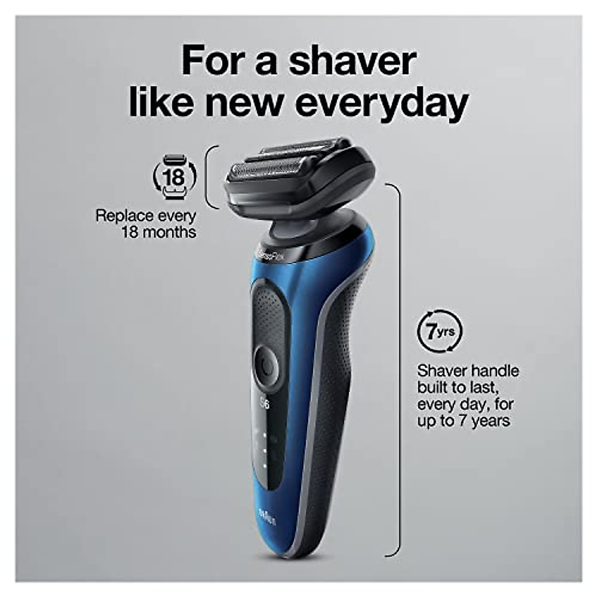 Braun Electric Razor for Men, Series 6 6020s SensoFlex Electric Foil Shaver with Precision Beard Trimmer, Rechargeable, Wet & Dry Foil Shaver with Travel Case