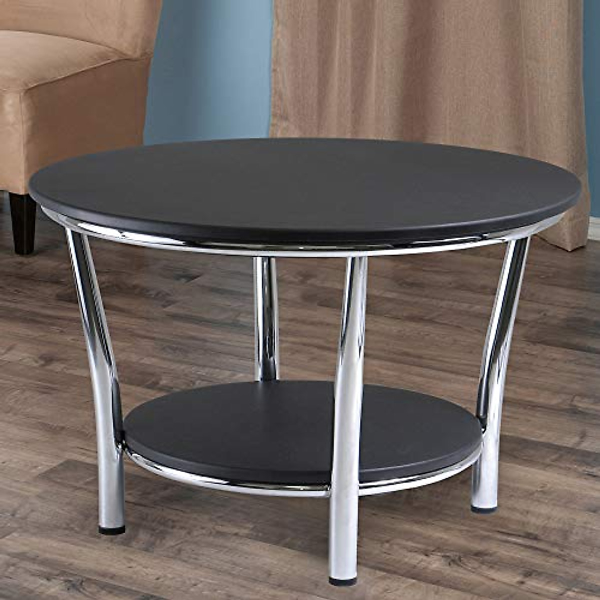 Winsome Maya 18.7 x 29.33 x 29.33-Inch Medium Density Fiber Round Coffee Table, Black (93230)