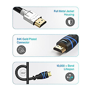 BlueRigger 4K HDMI Cable 25FT (4K 60Hz HDR, HDCP 2.3, High Speed 18Gbps, in-Wall CL3 Rated) - Compatible with PS5/PS4, Xbox, Roku, Apple TV, HDTV, Blu-ray, PC