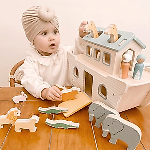 Bigjigs Toys, 100% FSC Certified Wooden Noahs Ark, Wooden Toys, Baby Toys, Toddler Toys, Noahs Ark Wooden Toy, Noahs Ark Toy, Christening Gifts For Girls and Boys