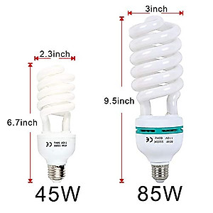 Aqirui 2 x 85W Light Bulb 5500K CFL Daylight Spiral Softbox Bulb in E27 Socket for Photography Photo Video Studio Lighting