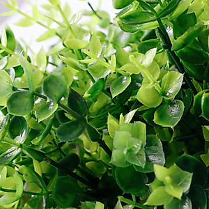 COCOBOO 8pcs Artificial Boxwood Stems for Artificial Flowers Outdoors Decor, Unfading in The Sun Plastic Plant, Fake Foliage Shrubs Greenery for Home Farmhouse Garden Wedding Indoor Outside Decoration