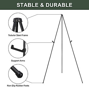 DANMO Easel Stand for Wedding Sign Poster 63'' Instant Display Easel for Floor Adjustable Metal Art Easel Black