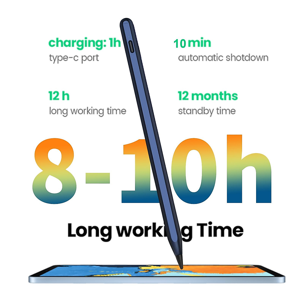 Stylus Pen for Apple iPad 13/12.9/11-inch, iPad Air M2 2024 for 13/11-inch, iPad Pro Pencil 3/4/5/6th Generation, iPad 10th-6th Gen, Compatible (2018-2024) with Fast Charging & Palm Rejection