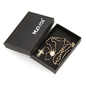 HZMAN Dainty Rosary necklace for Women Long Gold Plated Brass Lariat Y Cross necklace Jewelry Gift