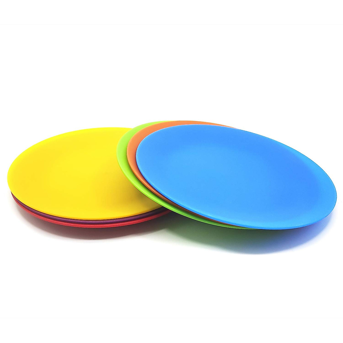 KOXIN-KARLU Plastic Plates, 10-inch Dinner Plates Reusable Plates Picnic Plates, set of 12 Multicolor