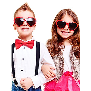 Blulu 12 Pieces Neon Colors Heart Shape Sunglasses for Women Party Favors and Festival (Red)