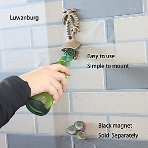 Luwanburg Retro Palm Tree Wall Mount Beer Bottle Opener Cast Iron for coastal Home Decor Beach Theme Party (Antique Bronze)