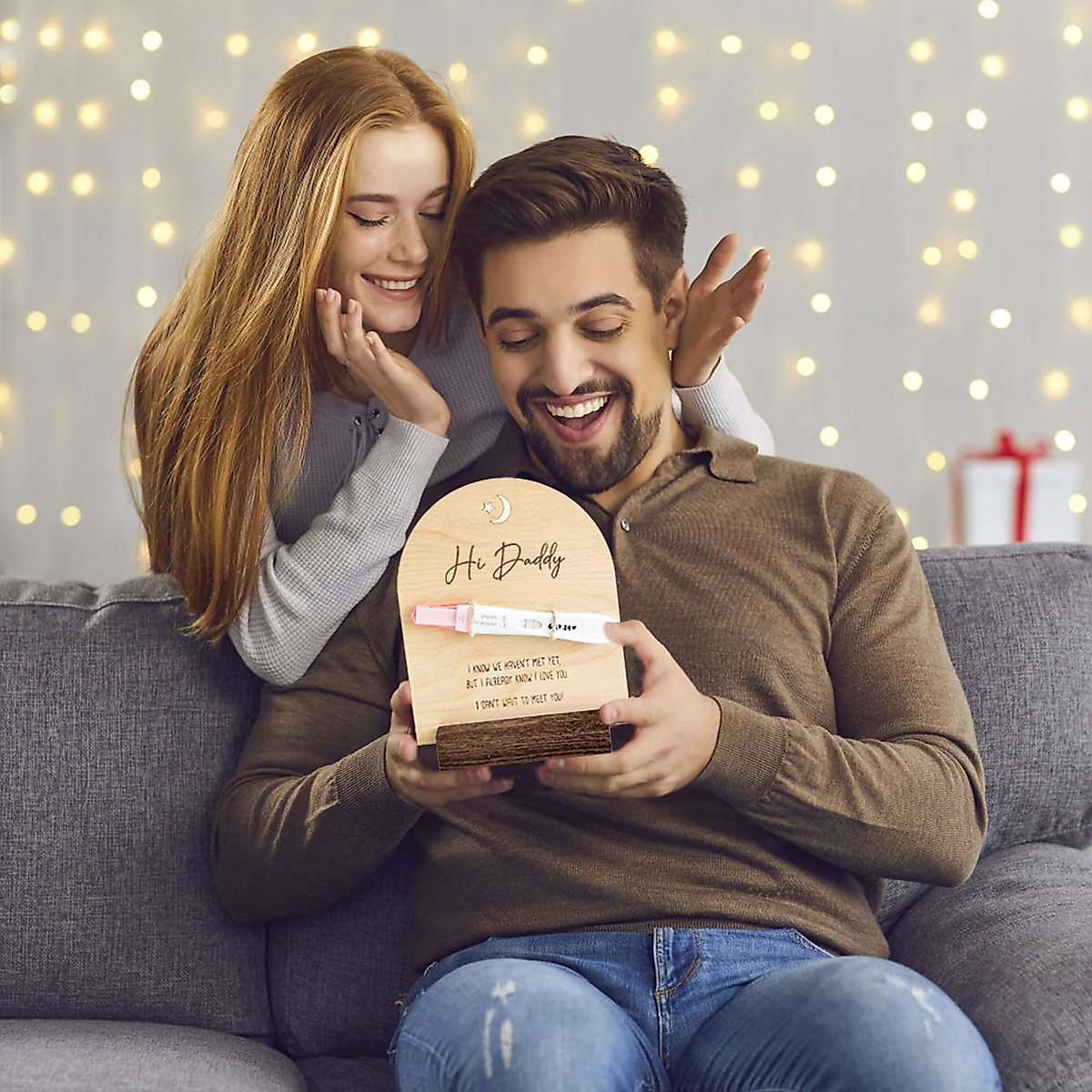 Pregnancy Announcement For Dad- Hi Daddy Pregnancy Test Keepsake Wooden Sign- Baby Surprise Announcement Ideas, Pregnancy Reveal To Husband, Daddy To Be Gifts