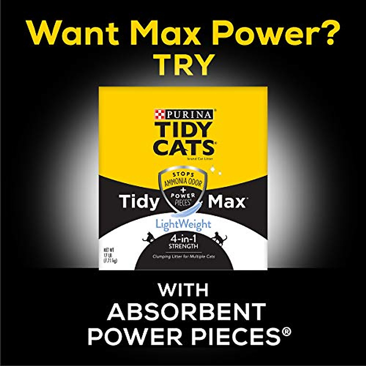 Purina Tidy Cats Multi Cat, Low Dust, Clumping Cat Litter, LightWeight 4-in-1 Strength - 17 Lb. Box