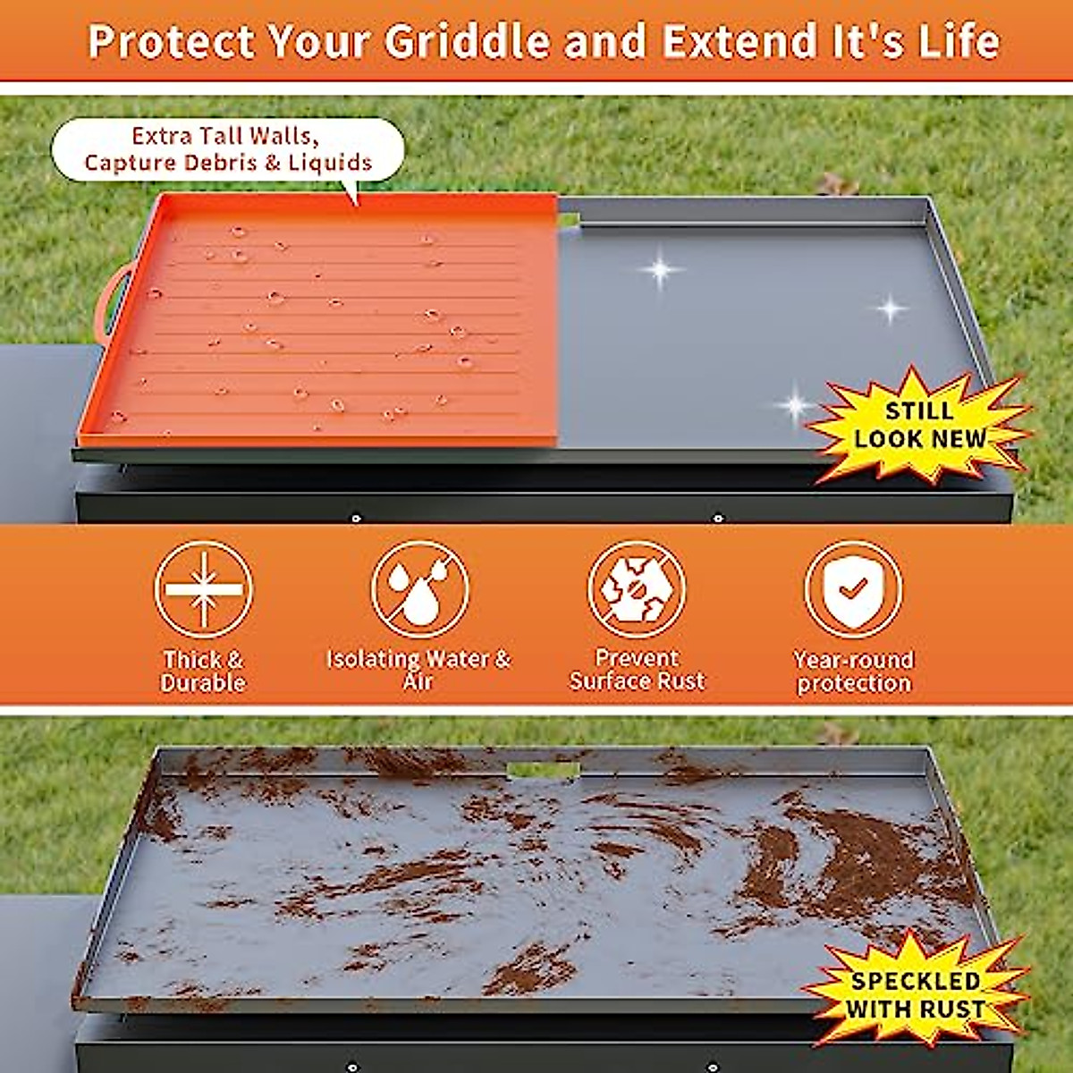Flat Top Griddle Cover for Blackstone Griddle 28", Grill Silicone Protective Mat Food Grade, 28" Silicone Mat for Blackstone Griddle Top, Protect Griddle from Rodents, Insects, Debris and Rust