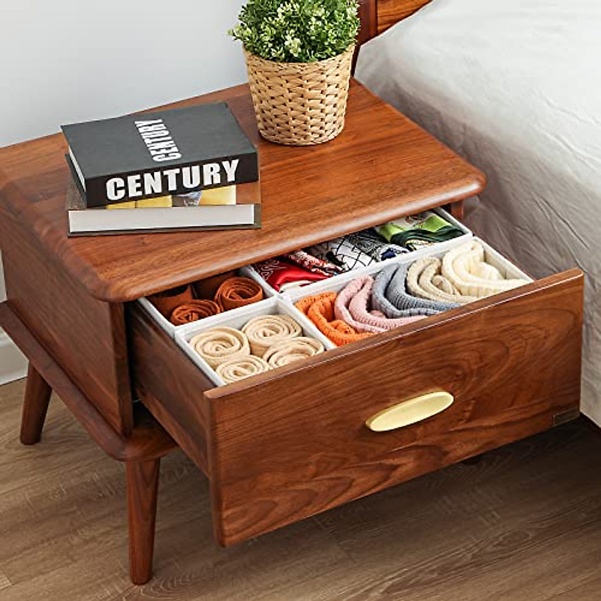 Stero 12 Pack Drawer Organizers for Clothing, Dresser Drawer Organizer Clothes, Fabric Foldable Closet Organizers and Storage Basket Bins for Clothes, Underwear, Bras, Socks (White)