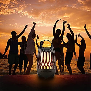 Viiwuu Outdoor Bluetooth Speakers,Portable Indoor Bluetooth Speaker, BT5.0 Bluetooth Wireless Speaker, LED Atmosphere Light Waterproof Speaker for Patio Garden Home Decor (Flame Speaker)