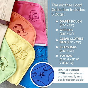 Mother Load - Diaper Bag Organizing Pouches, Small Organizing Bags, 5-Piece Multicolored Set of Embroidered Diaper Bag Pouches