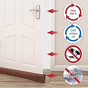 CIMA 36" Weighted Under Door Draft Stopper, Bottom Door Seal Sound Wind Blocker Weather Stripping (Brown, 36 inch, 2.0 LBS)