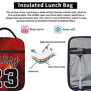 Auqizbx Basketball Number 23 Jordan Lunch Bag For Women Men Insulated Lunch Box For Reusable Lunch Tote Portable Bag For Work, Picnic, Travel