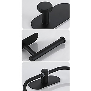 No Drilling Black Bathroom Accessories Sets Toilet Tissue Roll Paper Holder Towel Rack Bar Rail Ring Robe Clothes Hook Hardware,Brushed Towel Bar