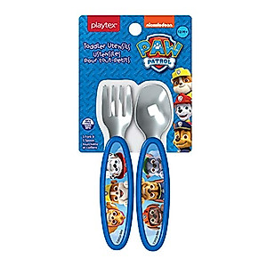 Playtex Mealtime Paw Patrol Utensils for Boys Including 1 Spoon and 1 Fork(Pack of 1)
