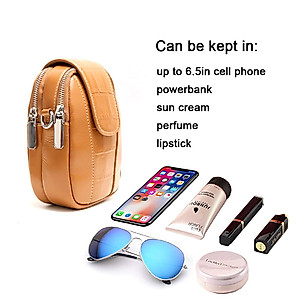 Pearl Angeli Small Cell Phone Purse for Women, Genuine Leather Mini Crossbody Phone bag with Adjustable Strap