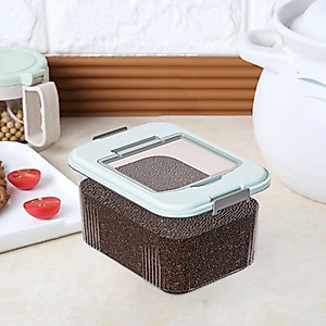 Fenteer Grain Rice Storage Container, Large Sealed Grain Container with Measuring Cup Rice Storage Bin for Nuts Rice, 7.5KG Blue