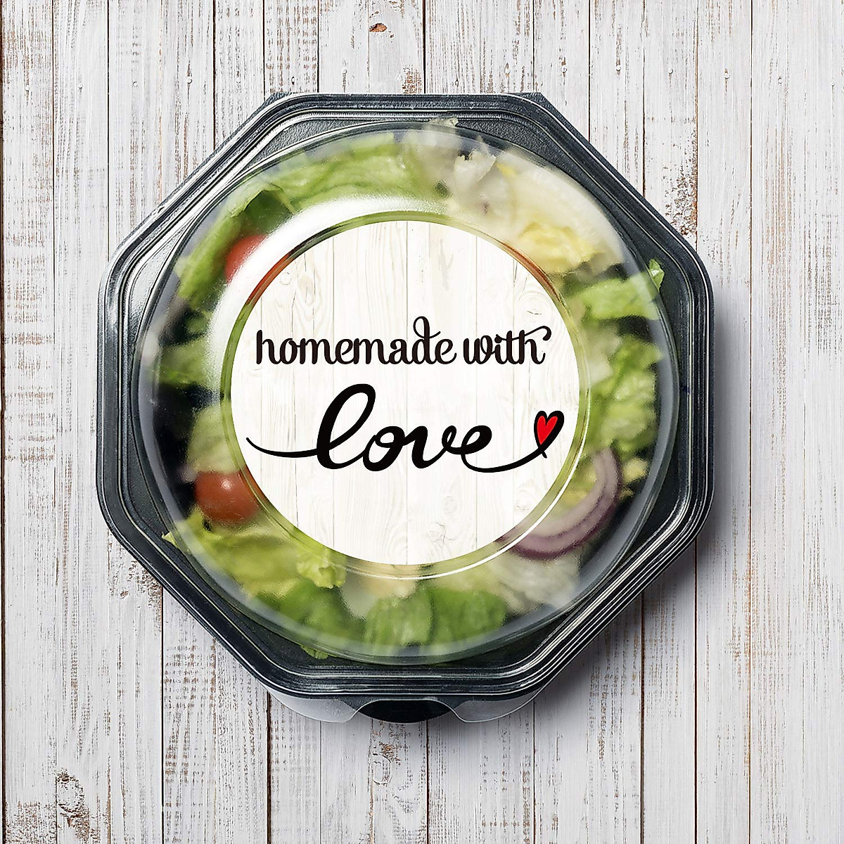 500 Homedmade with Love Stickers-1.4 inch Wood Grain Round Labels.