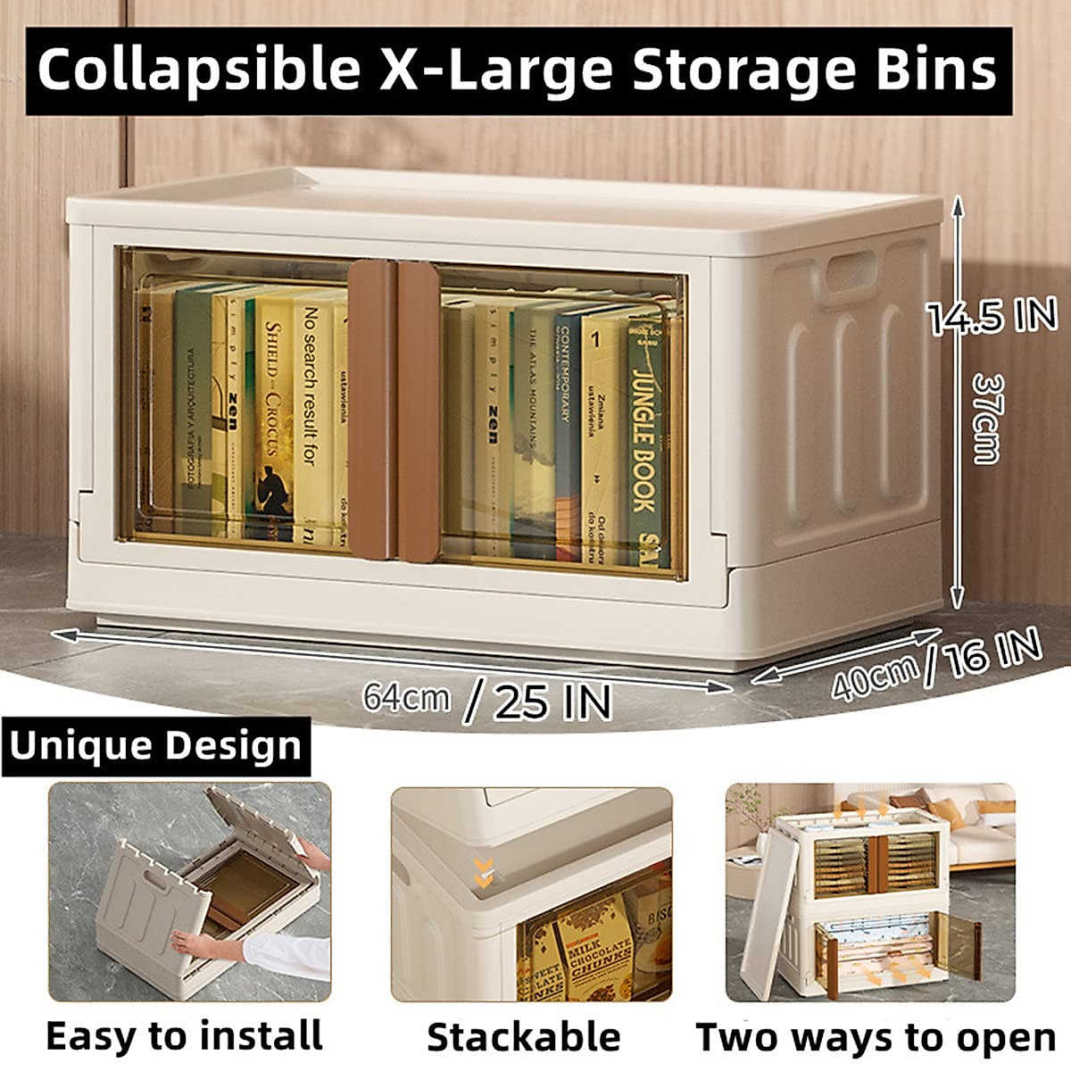 Fordonral 19 Gallon Collapsible Storage Bins with Lids, Stackable Storage Containers Boxes, Plastic Closet Organizers and Storage Bins for Organizing Clothes