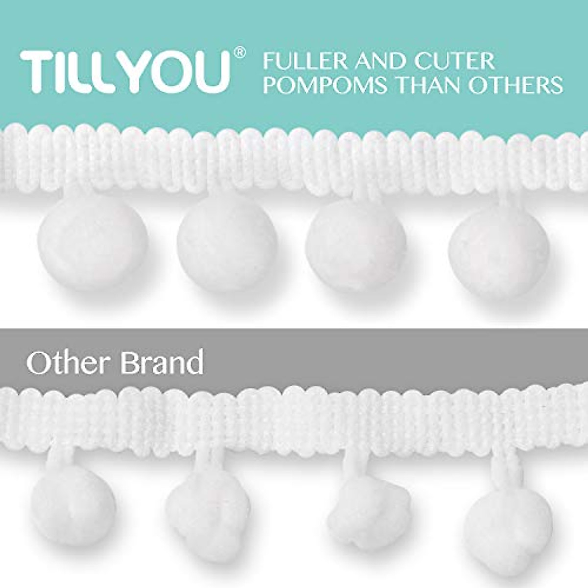 TILLYOU Ruffled Crib Skirt with Pompoms, Microfiber Nursery Crib Toddler Bedding Skirts for Baby Boys Girls, 14'' Drop, White