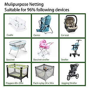 No-See-Ums Mosquito Net for Stroller Finest Holes Mesh 2000 Universal Size Stroller Bug Net, No Harmful Chemicals and Breathable for Stroller, Playpen & Car Seat Available in Grey or Coffee