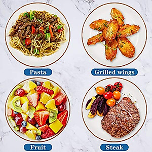 JDZTC Porcelain 26 Ounce Pasta Bowls Set of 4, 8 inch Wide and Shallow Salad Bowls, Serving Bowls, Microwave & Dishwasher Safe, Sturdy & Stackable, blue grey