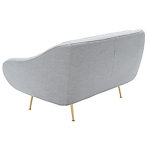 Safavieh Couture Home Collection Belladonna Mid-Century Light Grey Upholstered Living Room Bedroom Foyer Loveseat Settee SFV4525A