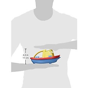 Green Toys Tugboat, Yellow/Red/Blue CB - Pretend Play, Motor Skills, Kids Bath Toy Floating Pouring Vehicle. No BPA, phthalates, PVC. Dishwasher Safe, Recycled Plastic, Made in USA.