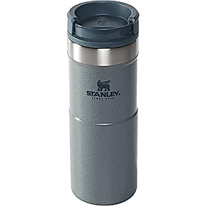 STANLEY NeverLeak Travel Mug .35L / 12OZ Hammertone Ice – Leakproof - Tumbler for Coffee, Tea & Water - BPA FREE - Stainless-Steel Thermo Cup - Rotating lid covers drink - Dishwasher Safe
