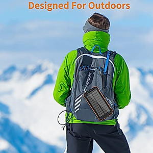 Solar Charger 30000mAh Qi Wireless Solar Power Bank Built in 2 Cables Portable Charger with LED Flashlight for iOS/Android Cell Phone Tablet and Outdoor Camping for Cell Phone