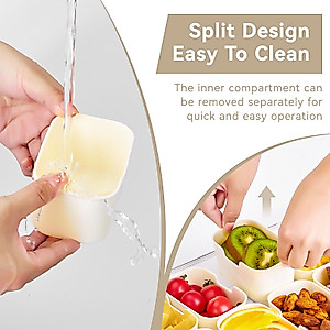 SOLEJAZZ Divided Serving Tray with Lid and Handle, Snackle Box Container Clear Snack Platters Charcuterie Organizer, Serving Platter Veggie Tray for Candy, Fruits, Nuts, Snacks, 2 Pack