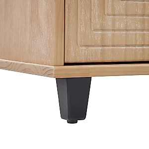 MUSEHOMEINC Wood TV Stand/Media Console with Shelve and Drawer for Living Room,Mid-Century Modern Style,Beige and Black Finish