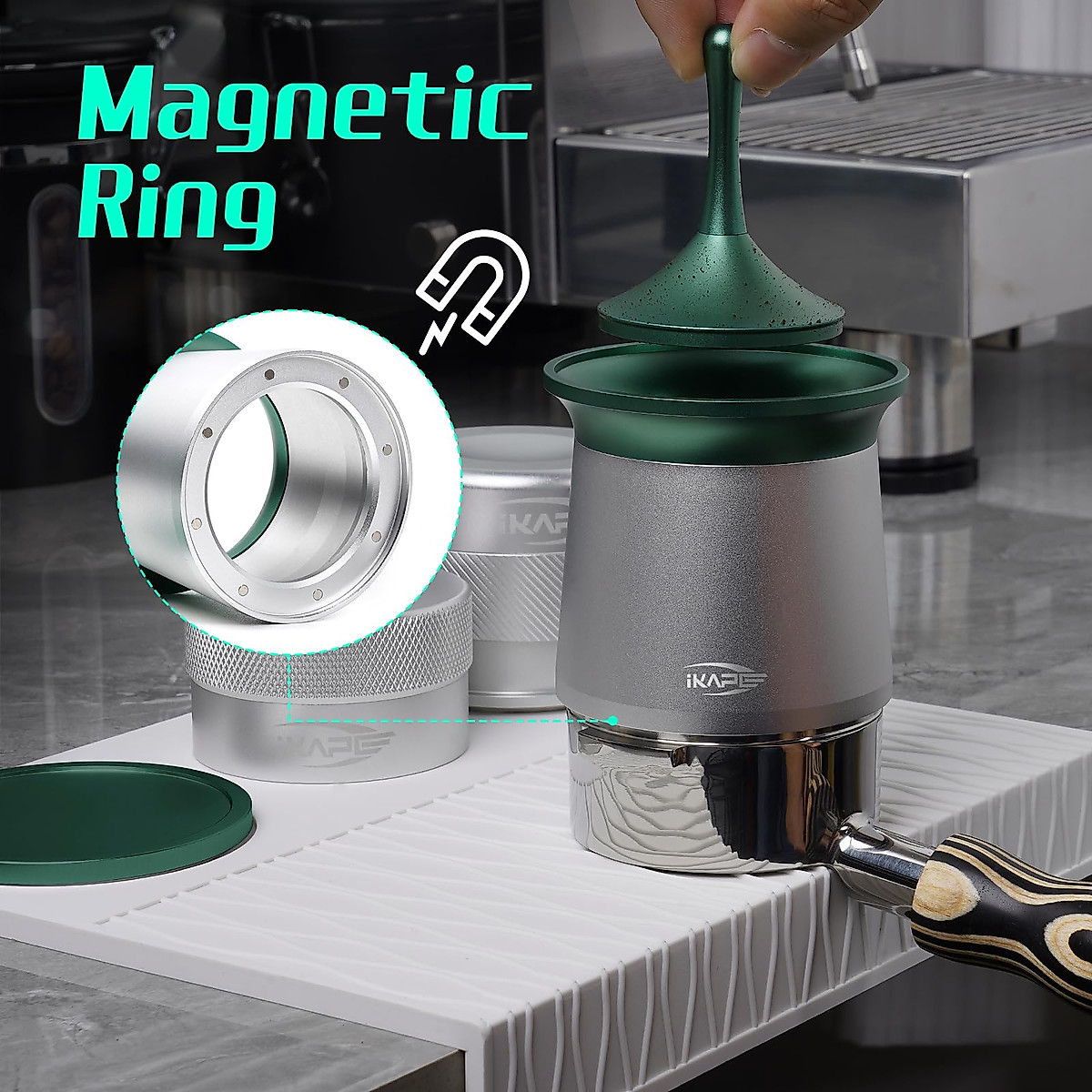 IKAPE 58mm Espresso Powder Receiver Cup, Coffee Powder Receiver Container, Suitable for 58mm Portafilters (Silver)