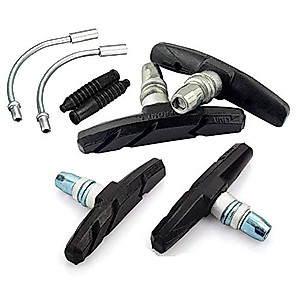 Star-Art Bike Brake Pads Brake Kit Brake Shoes Pads Cable Guide Protector 8 in One 70mm Bicycle V-Brake Pad Set Work for All Shimano Sram MTB V-Brake System 2pairs(4 Pieces) (Black)