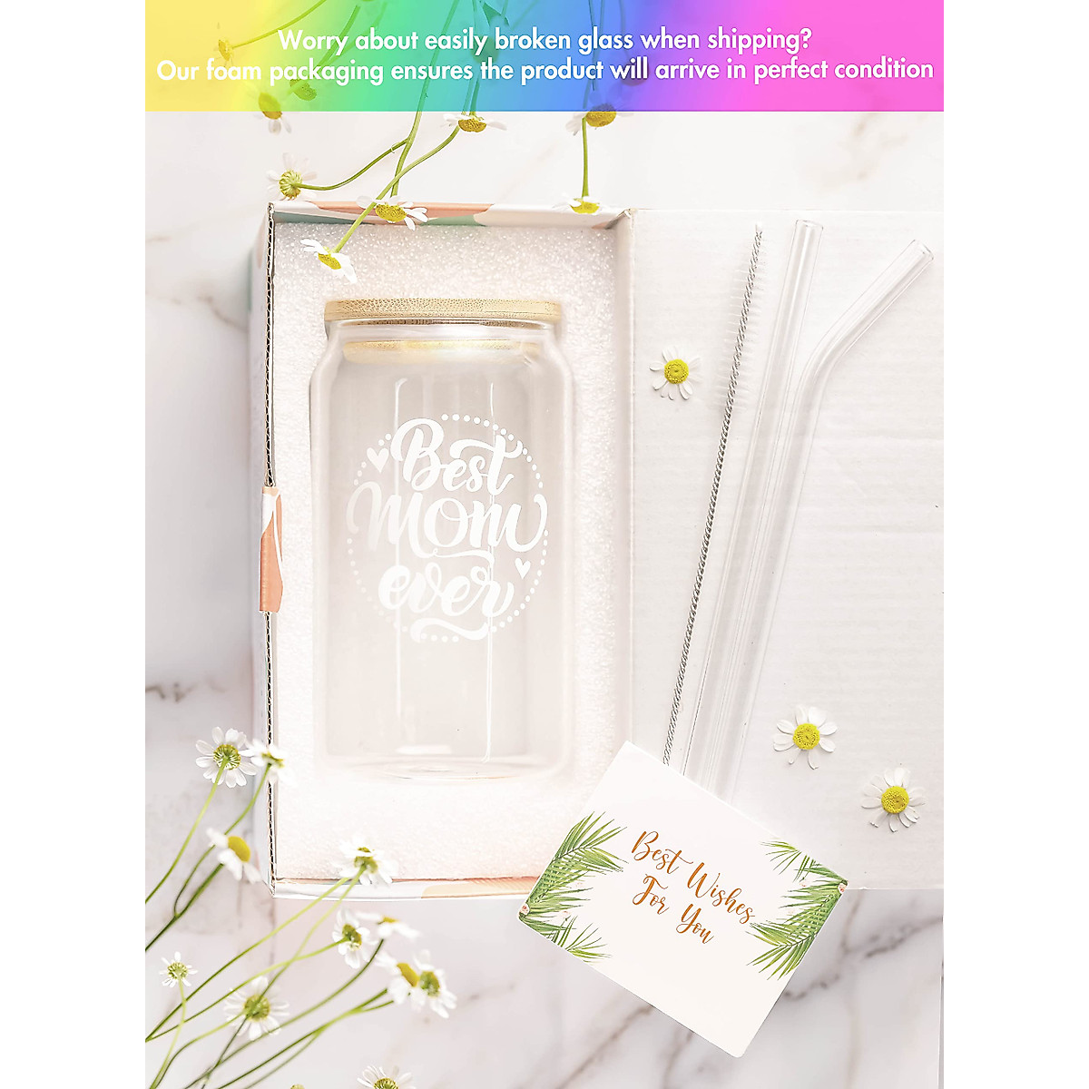NewEleven Mothers Day Gifts For Mom - Unique Birthday Gifts For Mom, Mother, Wife, New Mom, Bonus Mom, Pregnant Mom - 16 Oz Coffee Glass