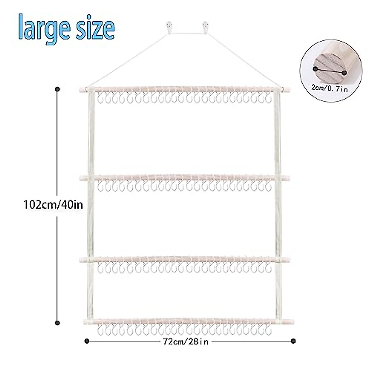 Large Headband Bow Holder for Girls,Huge Hair Accessories Organizer Storage Display with 96 pcs Hooks, Wall Hanging Decor for Toddler Nursery Room