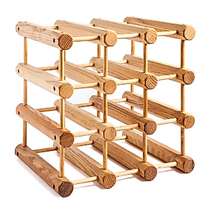 J.K. Adams Wood Stackable Modular Wine Rack Storage Holder with Natural Pins, 12 Bottle, Ash