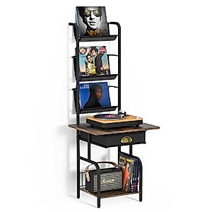 SCHITEC Record Player Stand with Vinyl Storage, Record Player Table with Vinyl Record up to 200 Albums, Record Player Cabinet Organizer Rack, Turntable Stand with Vinyl Display Shelf for Living Room
