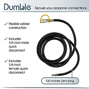 Dumble Low Pressure Regulator Hose, 10ft Rubber - Low Pressure Propane Regulator Hose for LP Gas Low PSI Regulator Hose