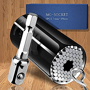 Universal Socket Tools Gifts for Men, Multi-Function Universal Socket Wrench Sets, Super Socket Set, Christmas Stocking Stuffers Gift for Men, DIY Handyman, Dad, Husband,Friends(7-19mm),Black